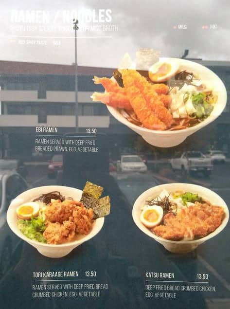 Menu at Miyoshi Sushi restaurant, Bundoora