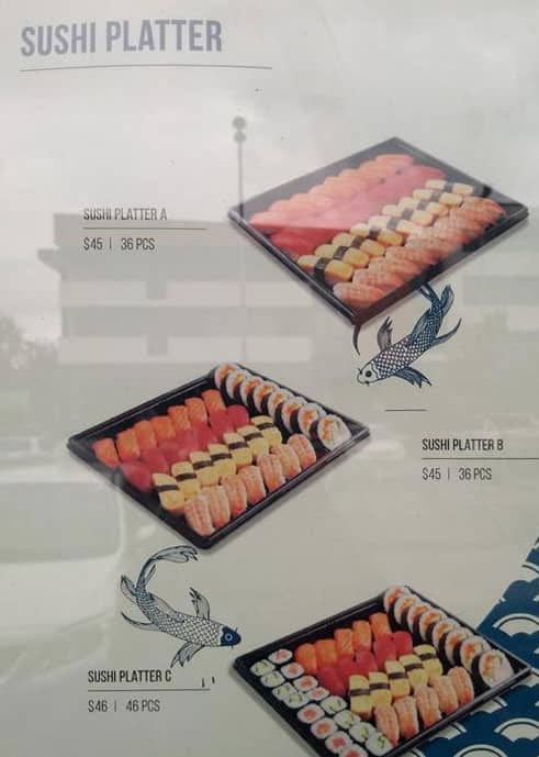 Menu at Miyoshi Sushi restaurant, Bundoora