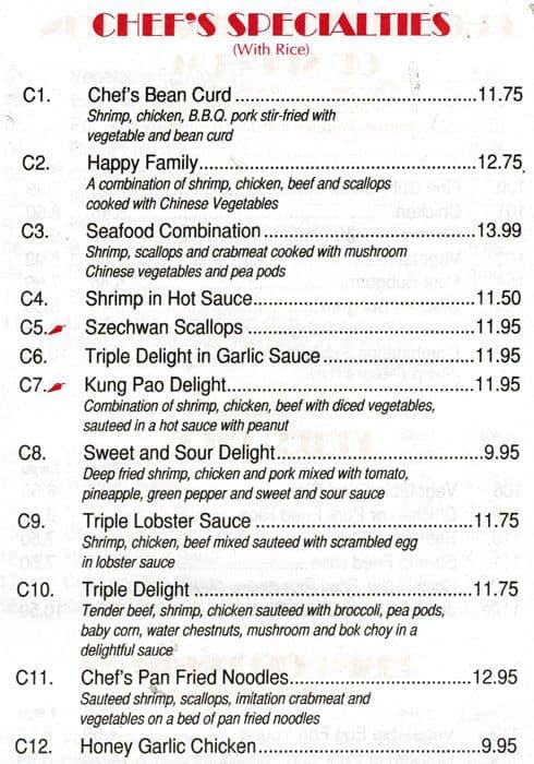 Menu at New China Chef restaurant, Streamwood