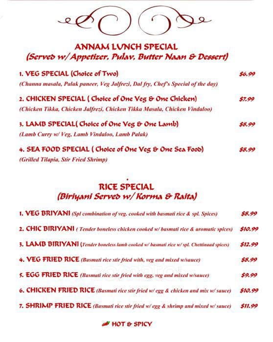 Annam Indian Cuisine Menu, Menu for Annam Indian Cuisine, Katy, Houston ...