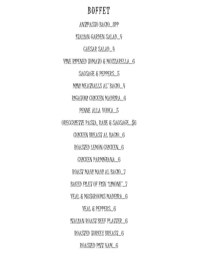 Menu at Il Bacio club, Delray Beach