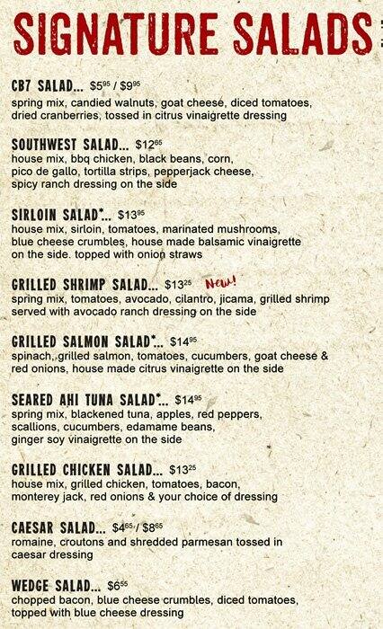 Menu at Charbar No. 7, Charlotte