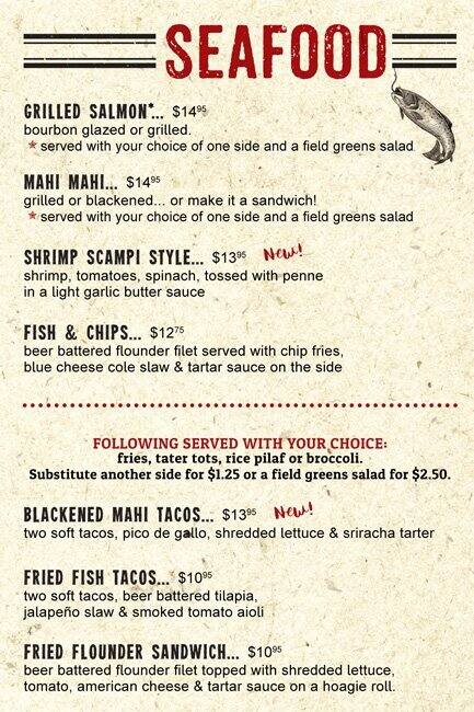 Menu at Charbar No. 7, Charlotte