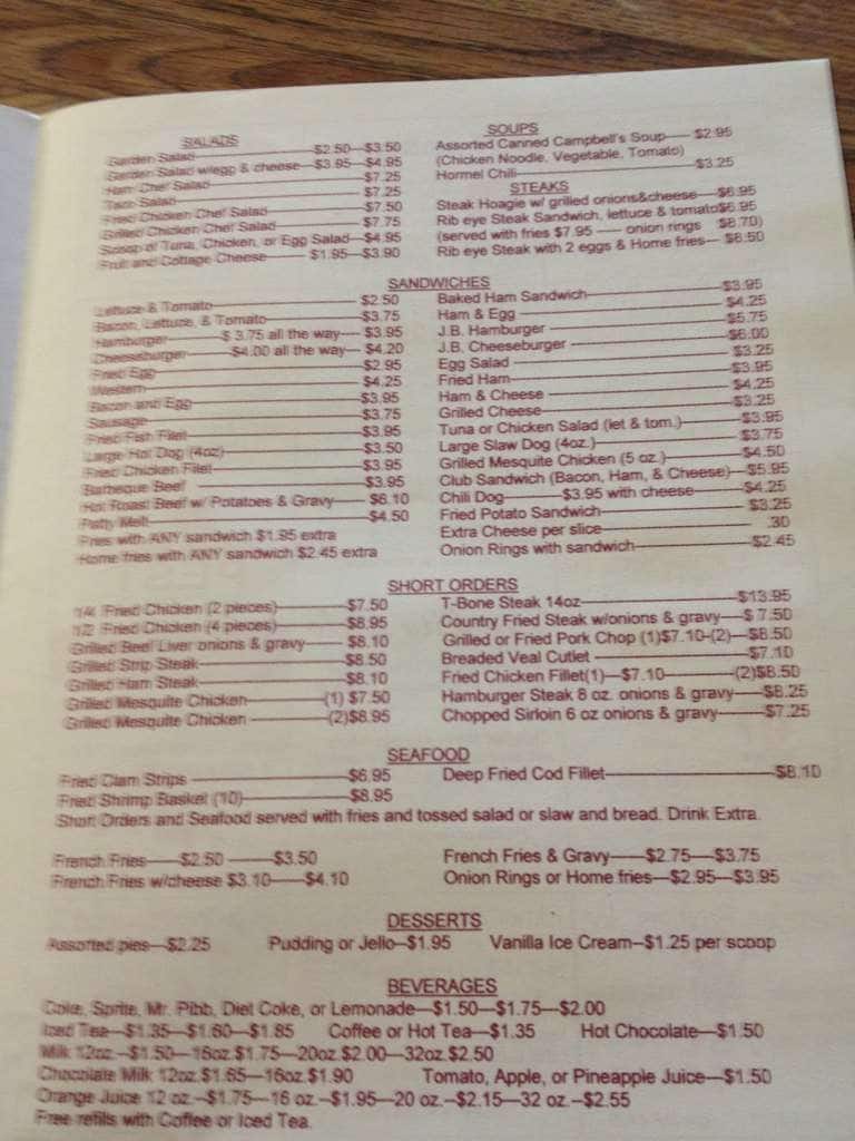 Menu at Everybody's Restaurant, Baldwin