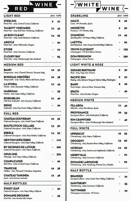 Menu at Rustic Root pub & bar, San Diego