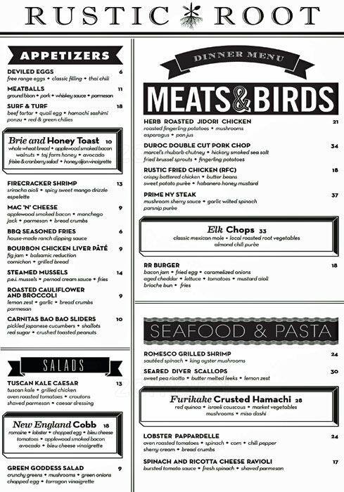 Menu at Rustic Root pub & bar, San Diego