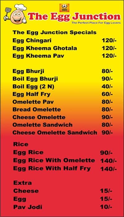 Menu of The Egg Junction, Sinhgad Road, Pune