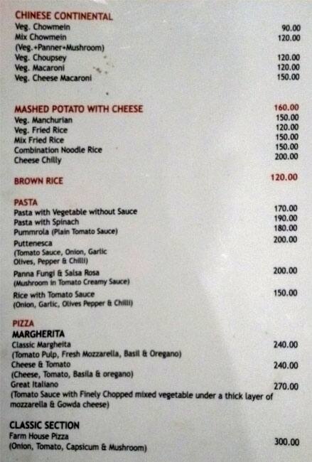 Menu at Flavor's Restaurant, Rishikesh