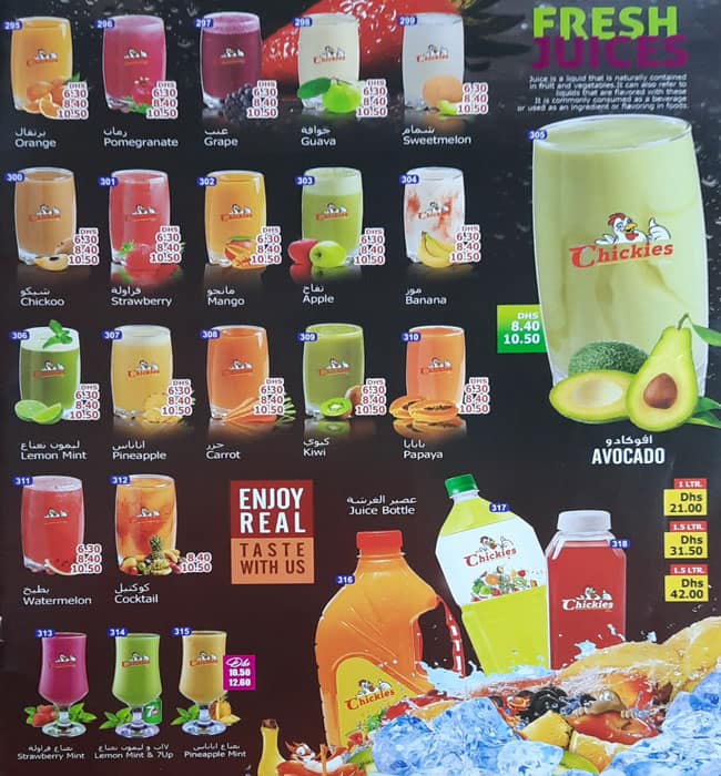Menu at Chickies Plus Restaurant, Abu Dhabi