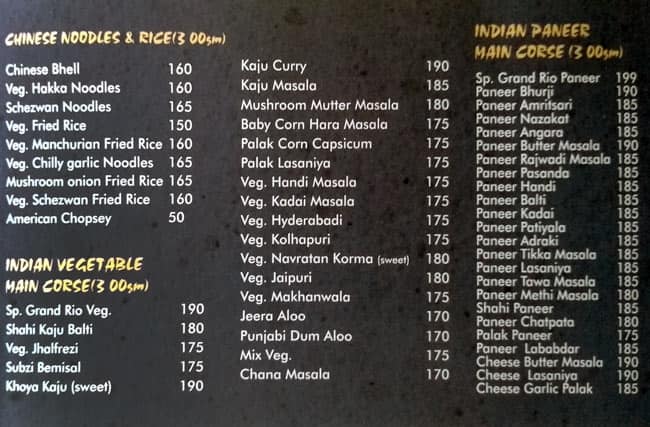 Menu at GRAND RIO RESTAURANT & BANQUET, Ahmedabad