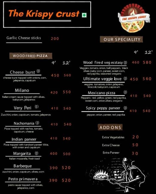Menu of The Krispy Crust, Mylapore, Chennai