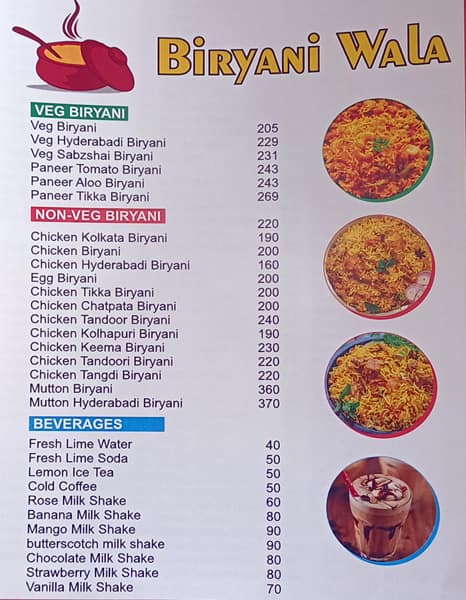 Menu of Biryaniwala, Pimple Saudagar, Pune