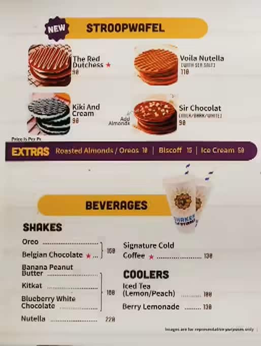 Menu of The Belgian Waffle Co., Sector 56, Gurgaon
