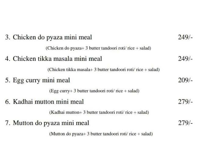 Menu of Thali.com, Lajpat Nagar 4, New Delhi
