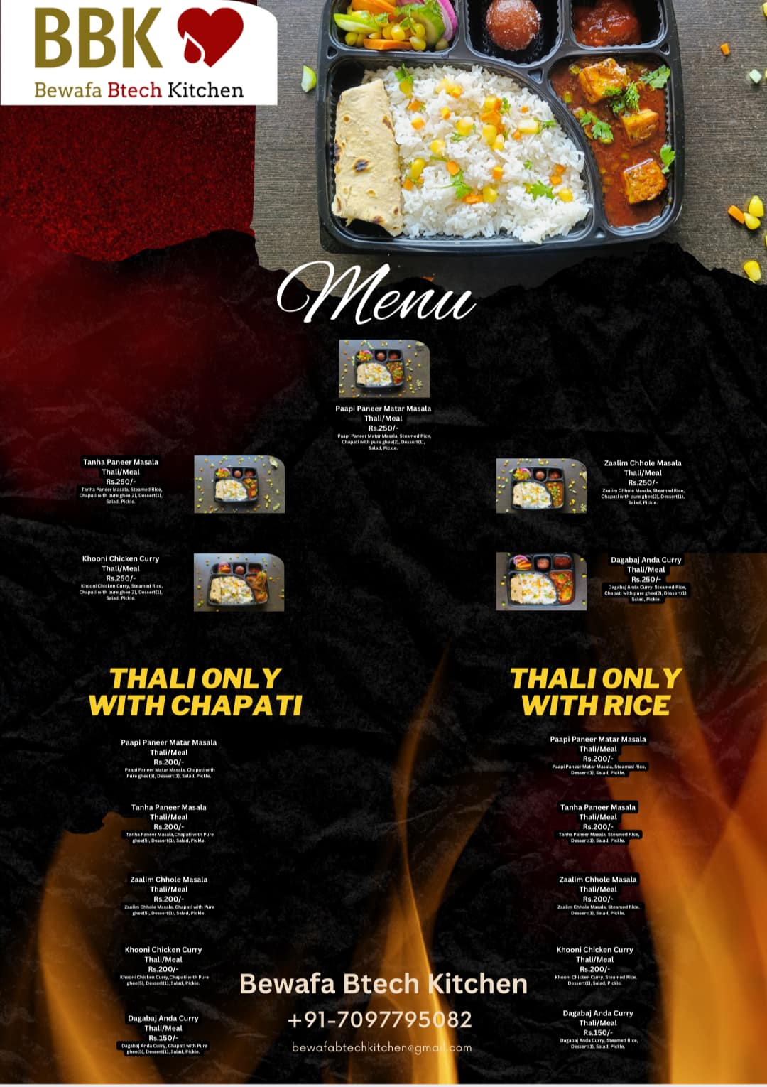 Menu of Bewafa Btech Kitchen, Hebbal, Bangalore