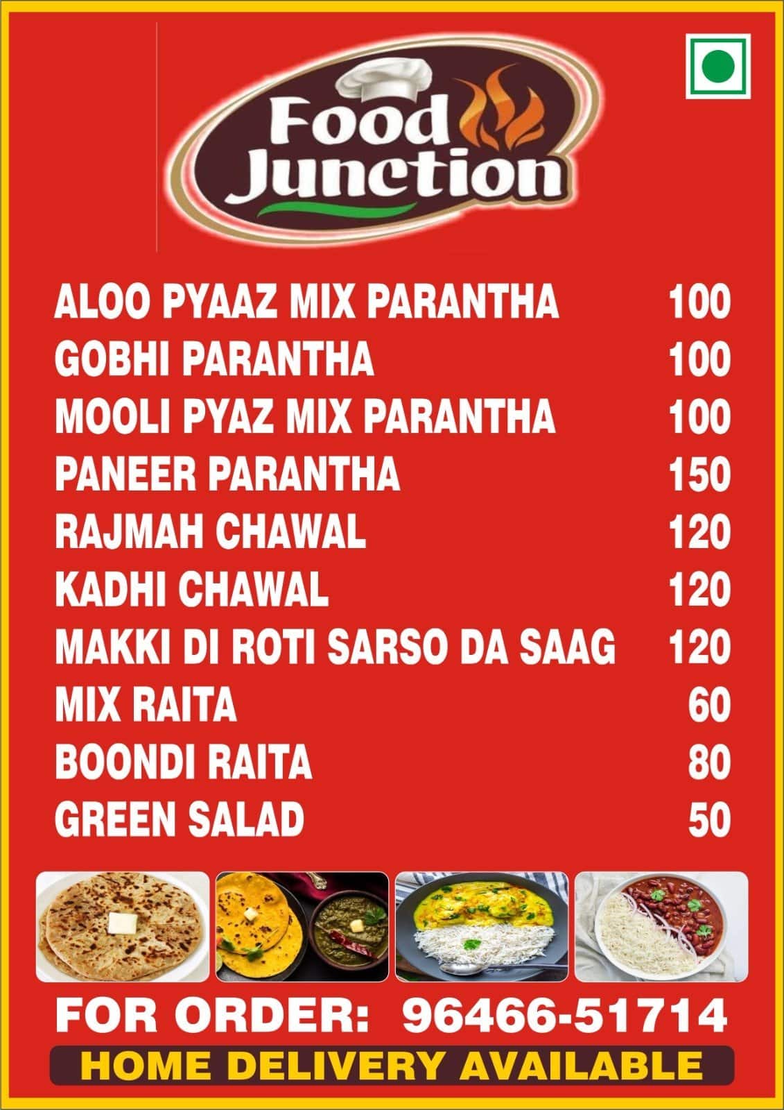Menu of Food Junction, Sunny Enclave, Mohali