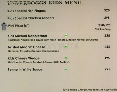 Menu at Underdoggs, Delhi, Ambience Mall