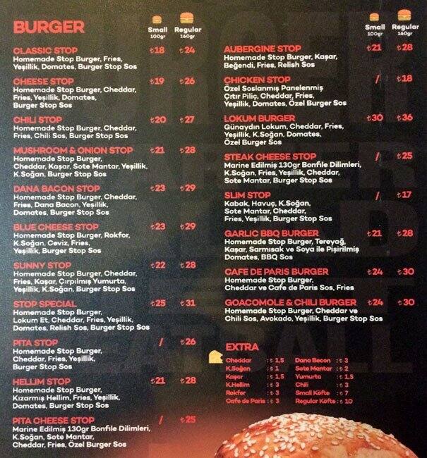 Burger Stop Menü, Burger Stop, Esentepe, İstanbul için Menü - Zomato ...