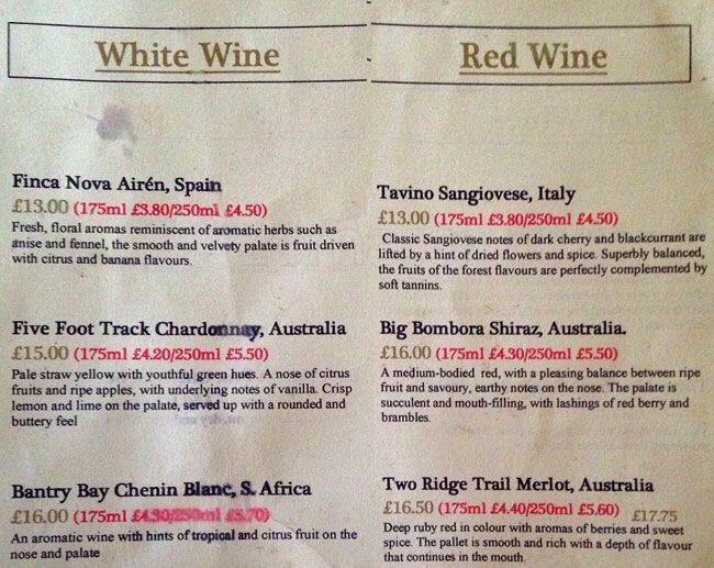 Menu at King Charles I pub & bar, London