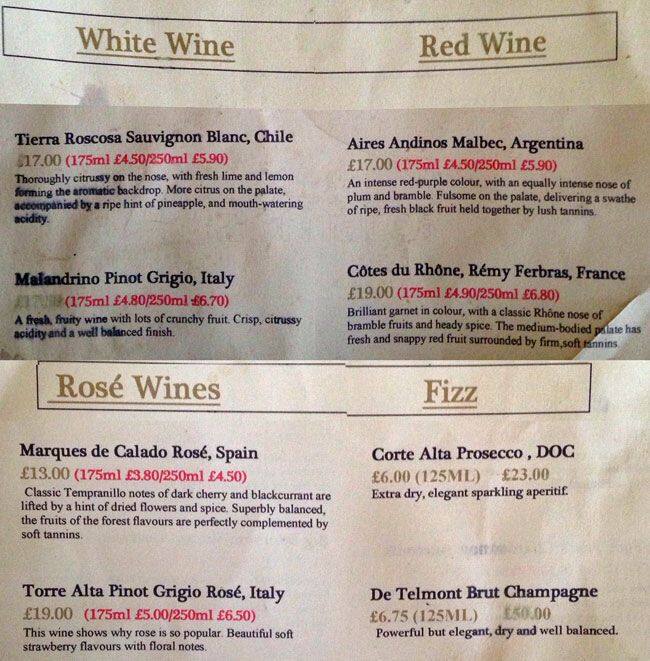 Menu at King Charles I pub & bar, London