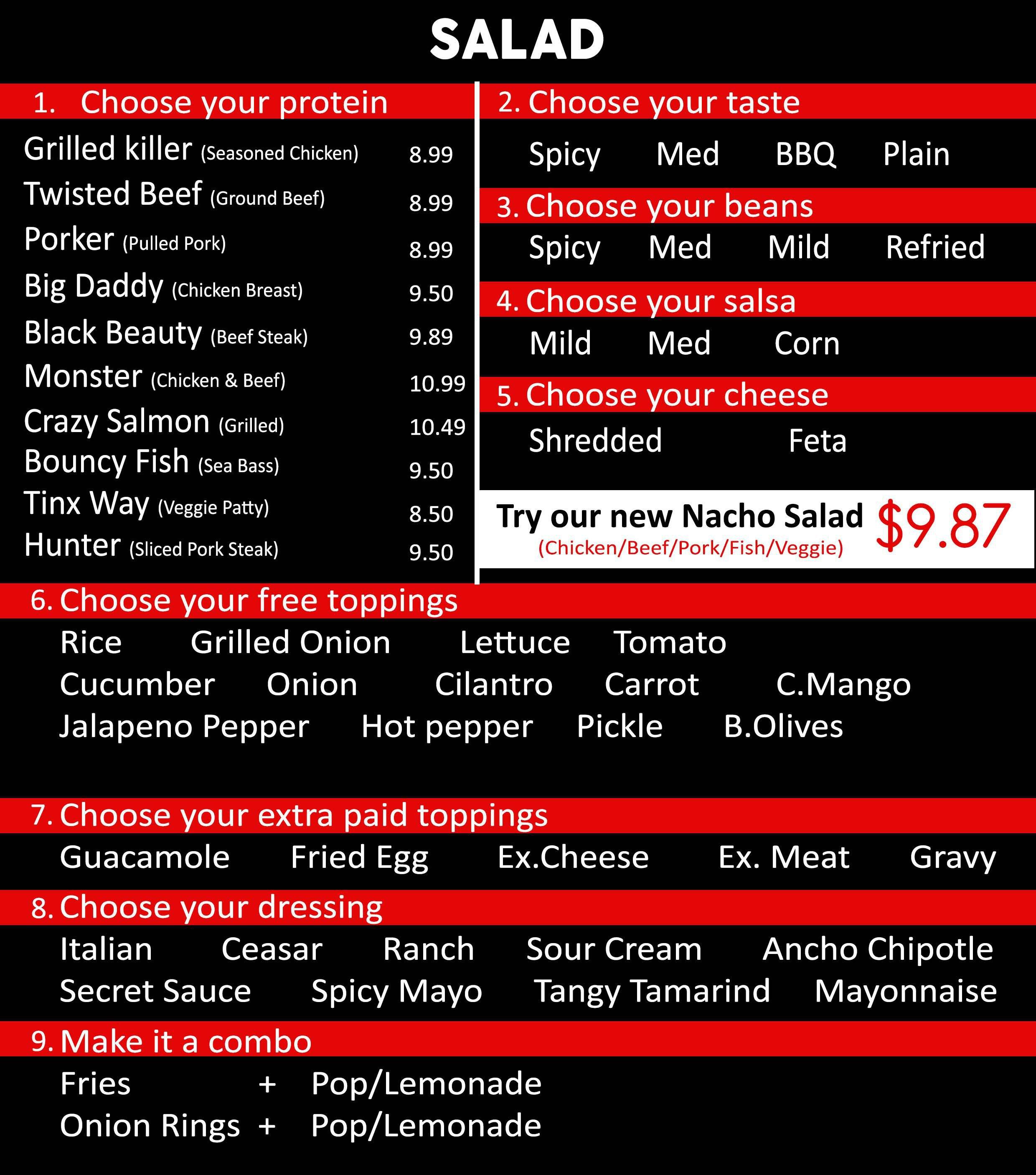 Menu at Grillies(Danforth) restaurant, Toronto, Danforth Ave