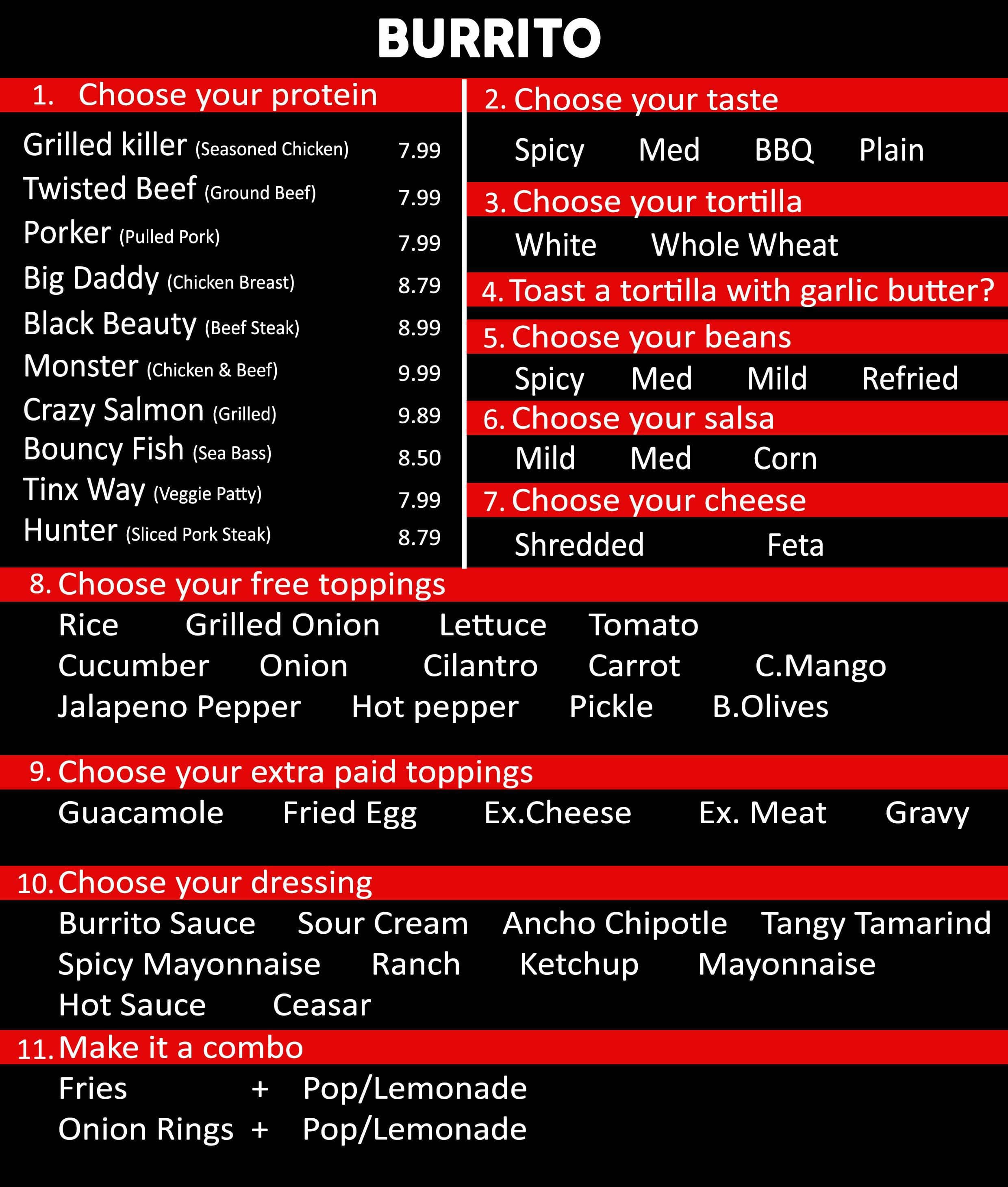 Menu at Grillies(Danforth) restaurant, Toronto, Danforth Ave