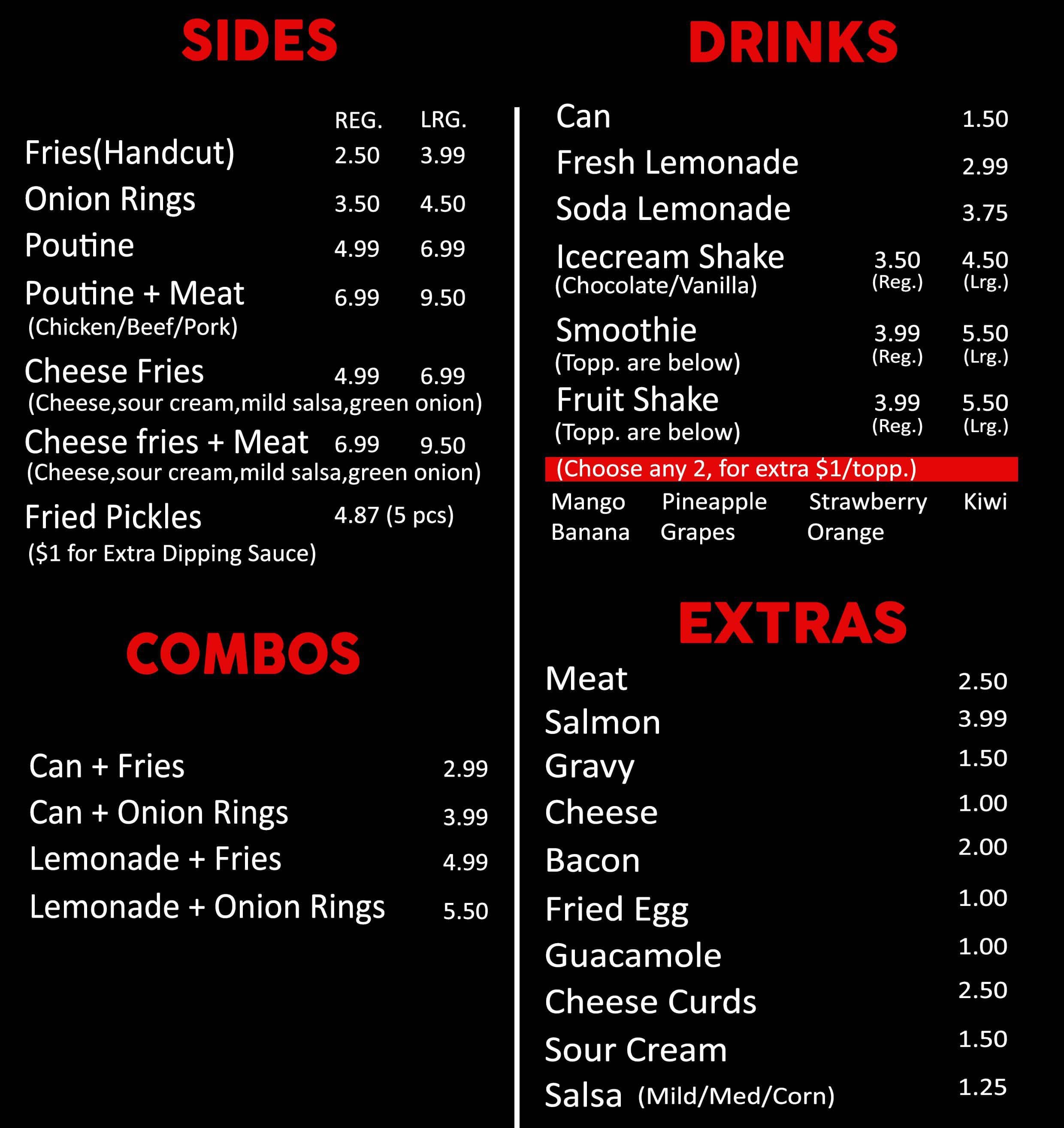 Menu at Grillies(Danforth) restaurant, Toronto, Danforth Ave