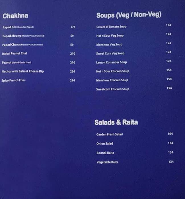 Menu of Bollywood Theka, Vijay Nagar, Indore