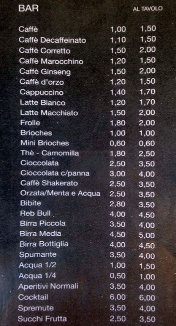 Effe Lounge Cafe a Milano: Foto del Menu con Prezzi - Zomato Italia