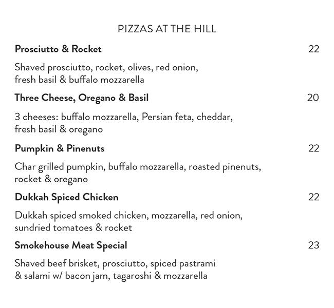 Menu at Helen's Hill Estate restaurant, Lilydale