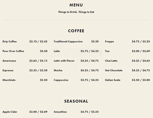 Menu at Rev Coffee cafe, Smyrna, Spring Rd SE B