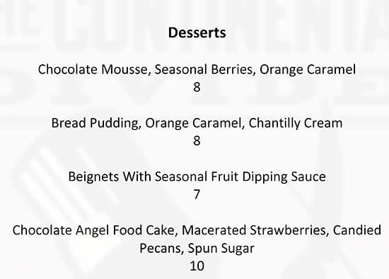 Menu at Continental Divide Restaurant, Ennis