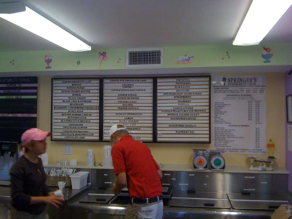 Carta del postres Springer's Homemade Ice Cream, Stone Harbor