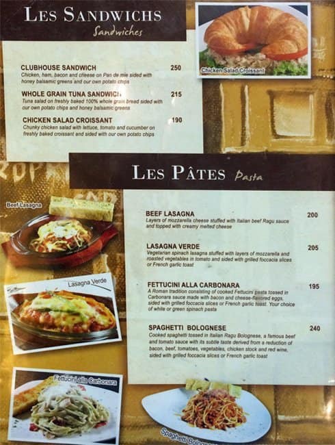 Menu at French Baker, Lapu-Lapu City, Pueblo Verde
