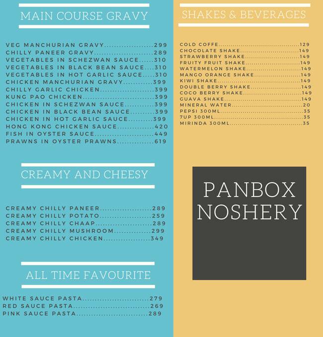 Menu at Panbox Noshery, Gurugram