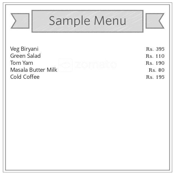 Menu of K's Verandah, Piplod, Surat
