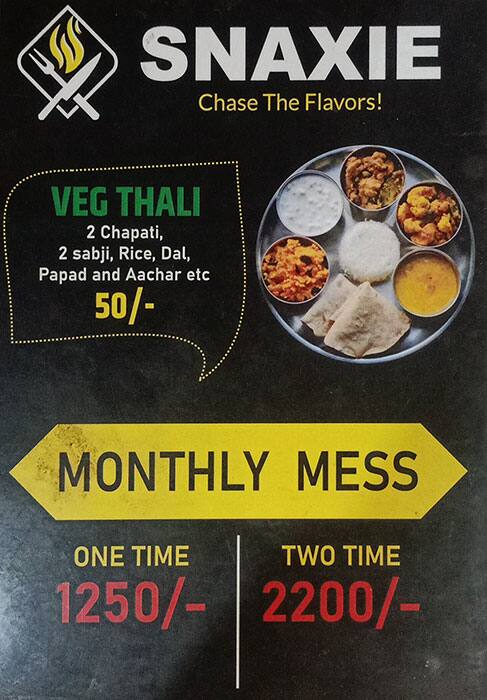 Menu of Snaxie Chase The Flavour, Karve Nagar, Pune