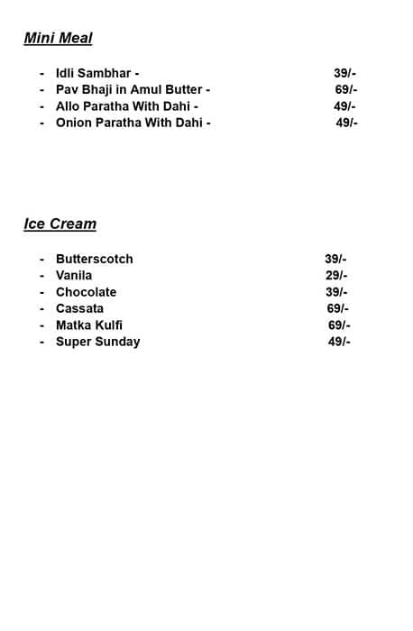 Menu at Vada Pav Junction, Kota