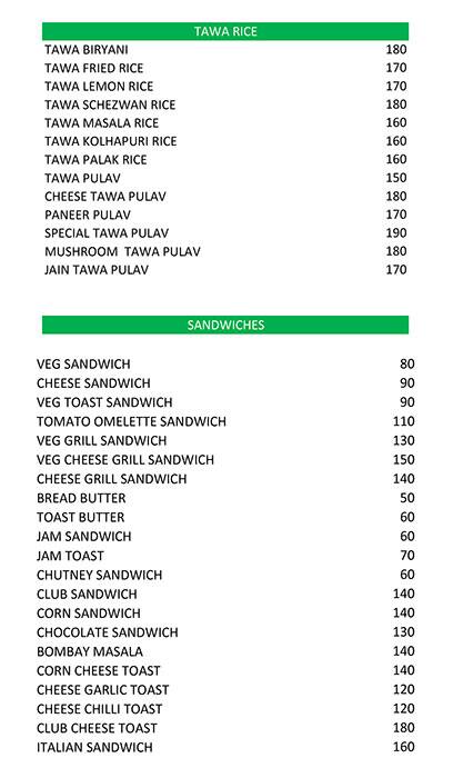 Menu of Veg Affairs, Fatima Nagar, Pune