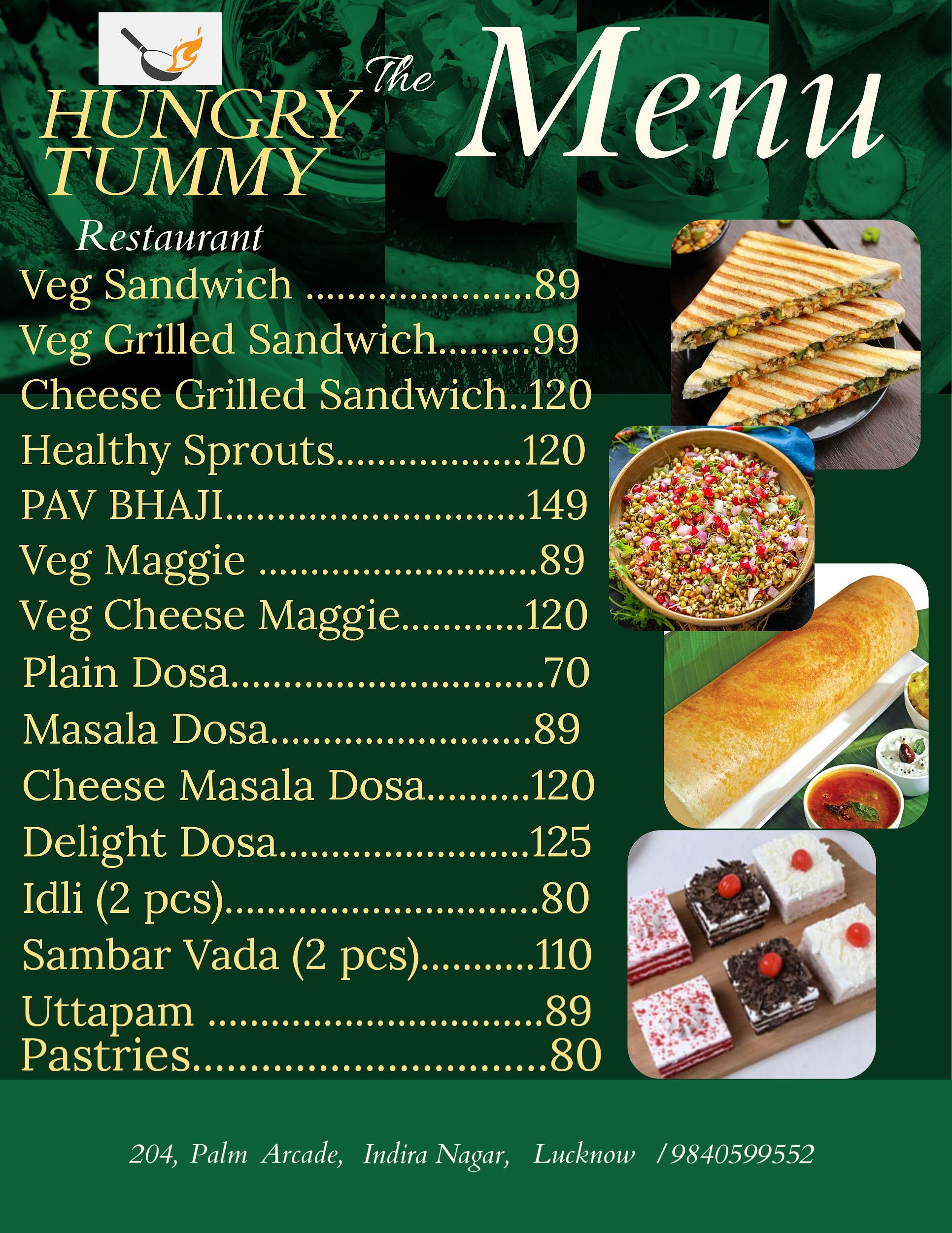 Menu of Hungry Tummy, Indira Nagar, Lucknow