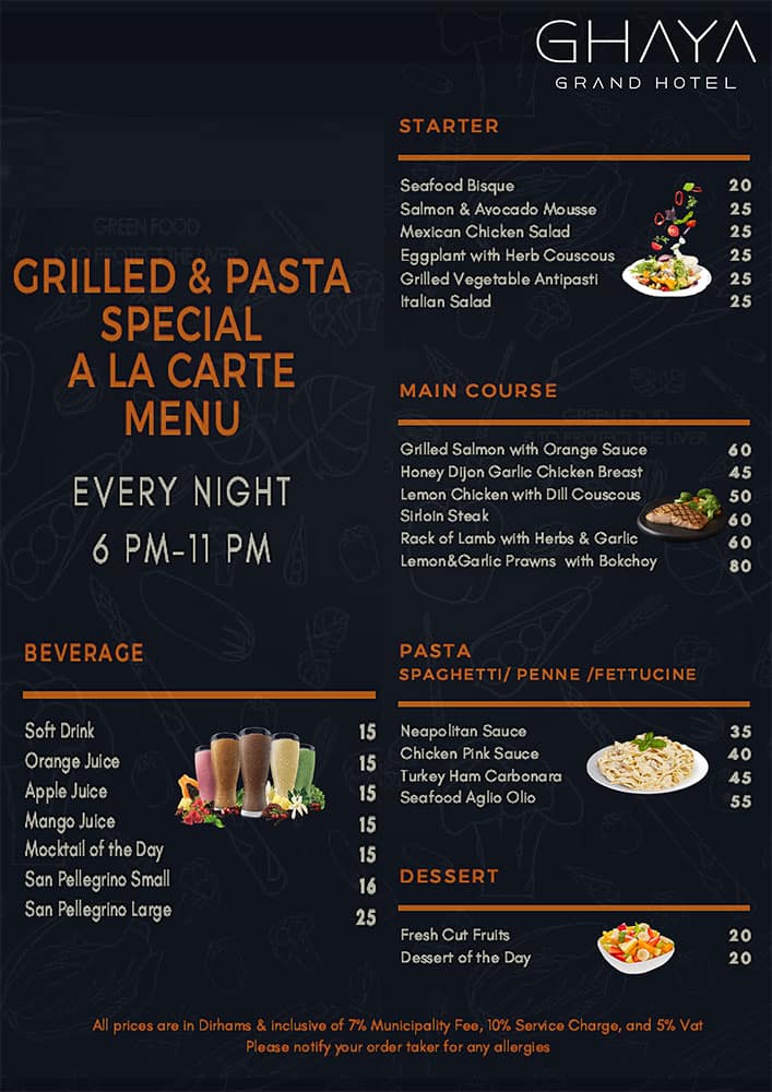 Menu of Fusion - Vintage Grand Hotel, IMPZ, Dubai