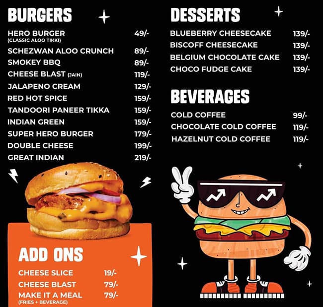 Menu of Burgonomics, Bopal, Ahmedabad