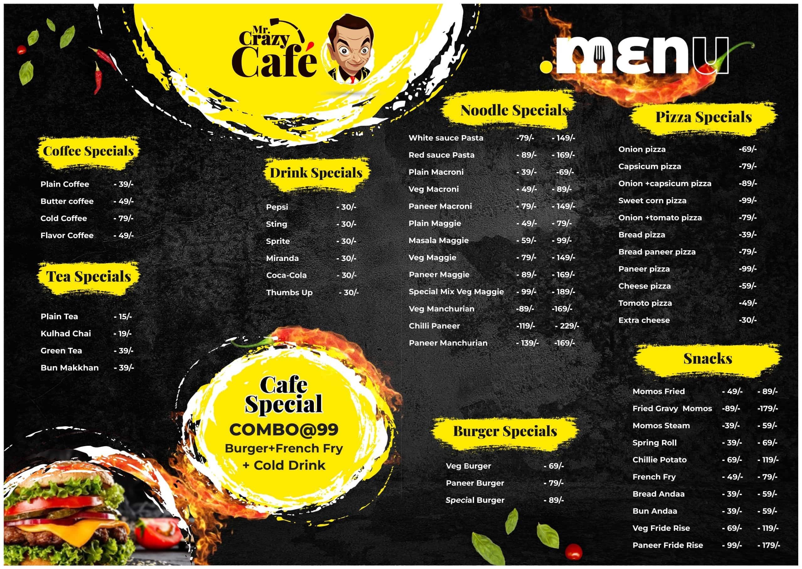Menu of Mr Crazy Cafe, Nirala Nagar, Lucknow