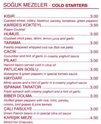 Menu at Baran Restaurant, London, 748 Finchley Rd