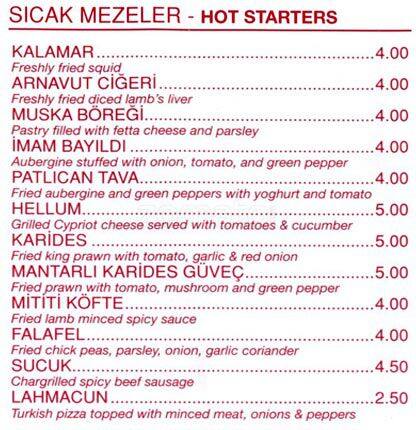 Menu at Baran Restaurant, London, 748 Finchley Rd
