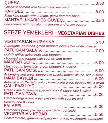 Menu at Baran Restaurant, London, 748 Finchley Rd