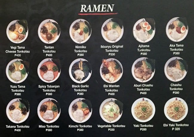 Ikkoryu Fukuoka Ramen Menu, Menu for Ikkoryu Fukuoka Ramen, Oranbo ...