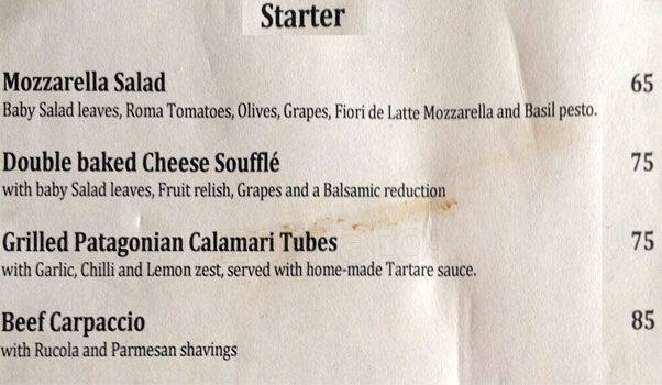 Menu at The Bistro - Cascades on the Promenade cafe, Cape Town