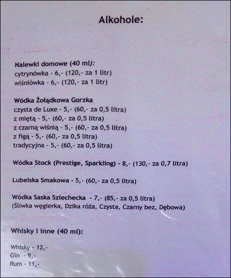 Menu at Pyza Warszawska restaurant, Warsaw, Krakowskie Przedmieście 79