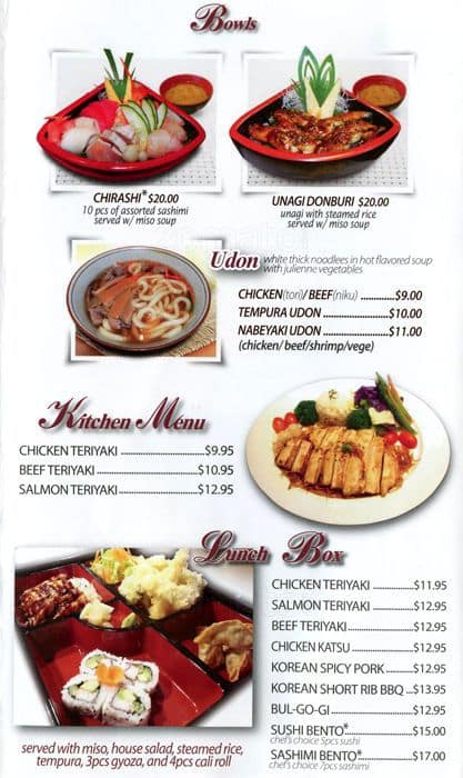 Menu at Oshio Teriyaki & Sushi restaurant, Enumclaw, 730 Griffin Ave